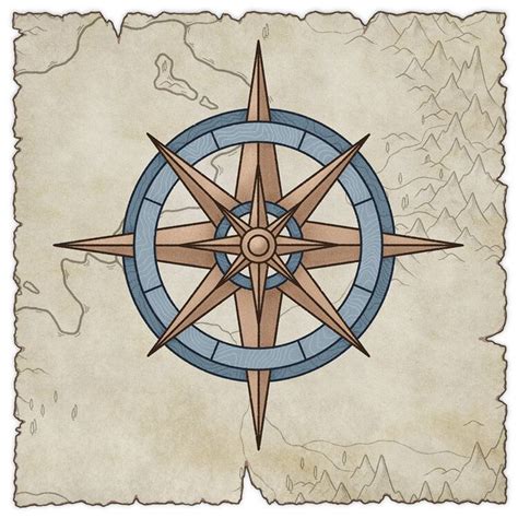 Antique Compass Rose Drawing