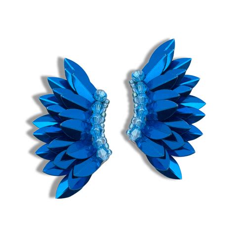 Small Wing Earrings Royal Blue Wing Earrings Small Wing Blue Wings
