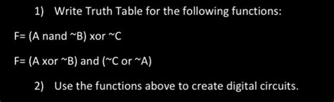 solved write truth table for the following