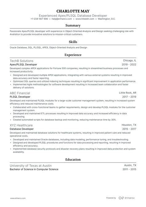 10 Database Developer Resume Examples Templates Guide For 2025