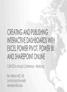 Creating And Publishing Interactive Dashboards With Excel Power Pivot Power BI And Sharepoint