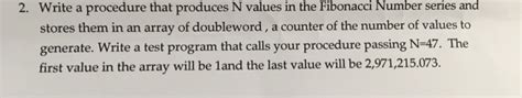 solved write a procedure that produces n values in the