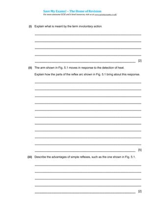 Coordination And Response Igcse Cie Biology Ext Theory Qp PDF