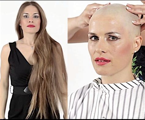 Bald Head Women Long Hair Cut Short Before And After Haircut Hair Shears Bald Girl Great