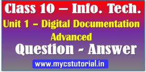 Class IT Unit Digital Documentation Advanced Session Create And Customize Table Of