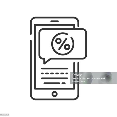 스마트폰 라인 블랙 아이콘의 메시지입니다 특별 제공 광고 벡터 픽토그램 이메일 마케팅 사인 웹 페이지 응용 프로그램 프로모션에 대한 기호 개념에 대한 스톡 벡터 아트 및