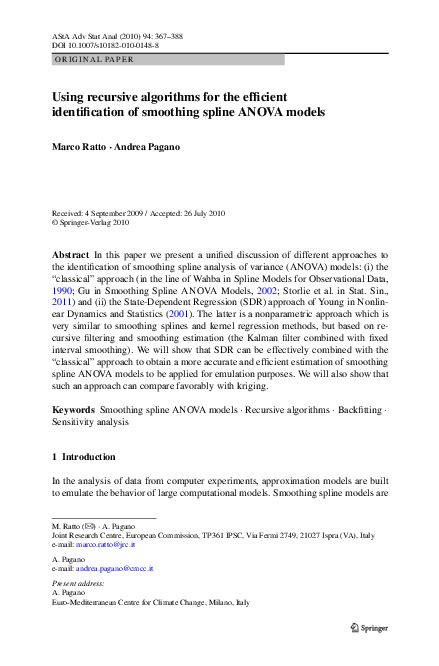 Pdf Using Recursive Algorithms For The Efficient Identification Of Smoothing Spline Anova Models