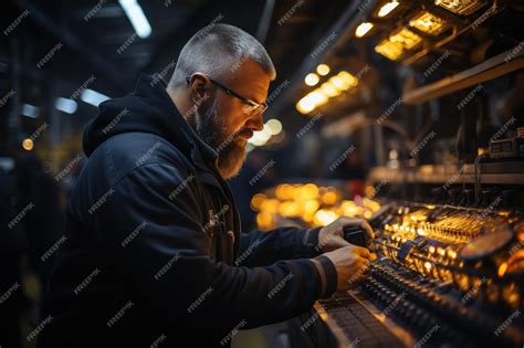 Premium Ai Image Electrical Engineer Working At Power Station Male
