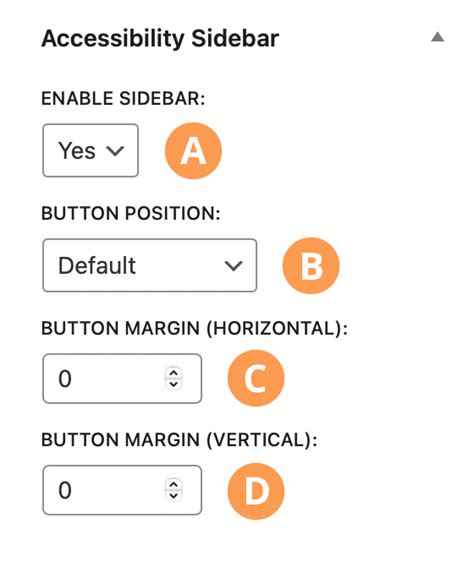 page settings accessibility sidebar docs divi modules