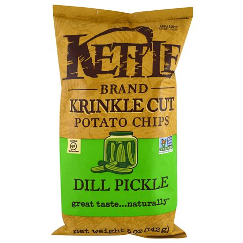 Kettle Brand Krinkle Cut Dill Pickle Potato Chips 5 Oz Pack Of 15