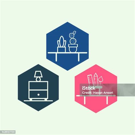 가구 빈티지 미니멀리스트 벡터 디자인 일러스트 레이 션 3가지 개체에 대한 스톡 벡터 아트 및 기타 이미지 3가지 개체