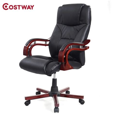 Costway Pu Leather Ergonomic Office Chair Armchair Executive Chair Boss
