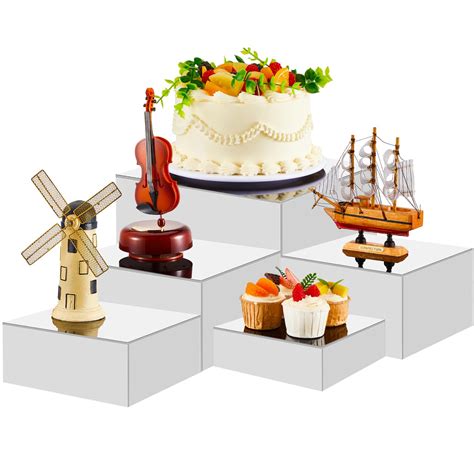Sintuff Buffet Risers 5 Pcs Acrylic Food Display Risers For