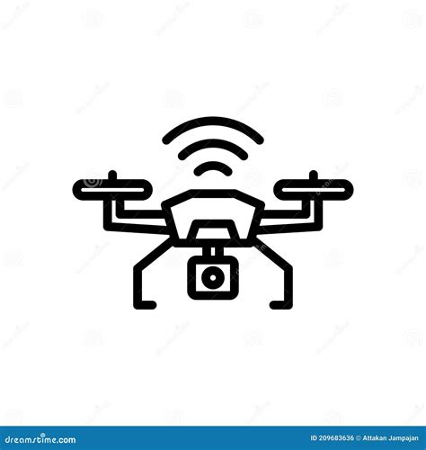 Fpv Drone Outline Icons Set Quadcopter Gadget Linear Symbols Copter Vector Signs
