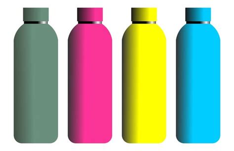 Premium Vector Green Yellow Pink And Blue Bottle Mockup Cap