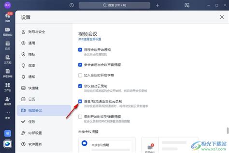 飞书如何设置语音视频通话自动录制 电脑版飞书设置语音视频通话自动录制的方法 极光下载站