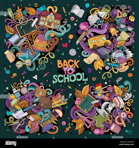 Vector Set Of Back To School Combinations Of Objects And Elements Stock