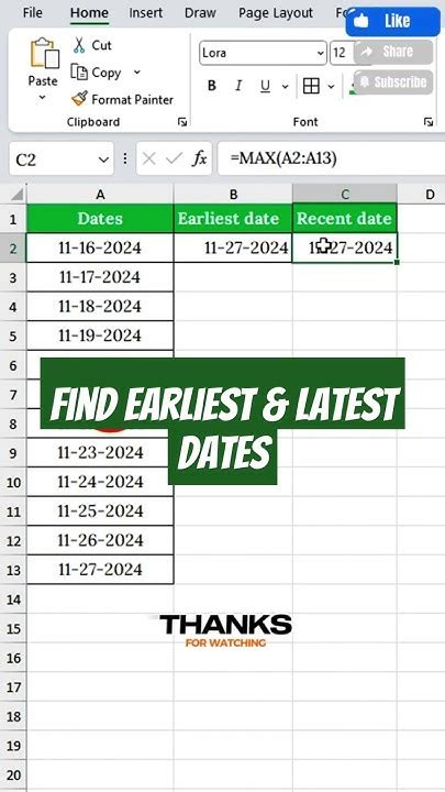 Quick Tip Spot Earliest And Latest Dates In Excel Minmax Youtube