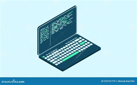Isometric Laptop With Coding Programming Concept Digital Learning Laptop With Programming