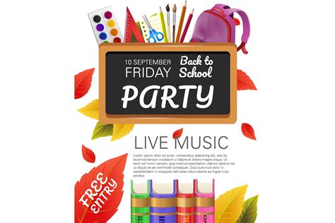 Back To School Free Entry Party Flyer D Graphic By Pch Vector · Creative Fabrica