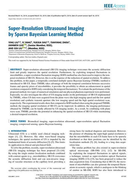 Pdf Super Resolution Ultrasound Imaging By Sparse Bayesian Learning