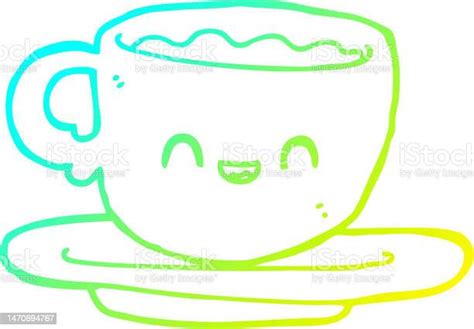 Dessin Au Trait Dégradé Froid Dune Tasse De Café Chaud De Dessin Animé