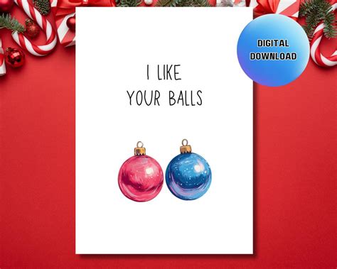 Funny Printable Christmas Card Naughty Xmas Pun Card I Like Your