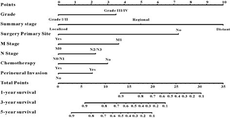 A Survival Nomogram For Predicting 1 Year 3 Year And 5 Year Survival