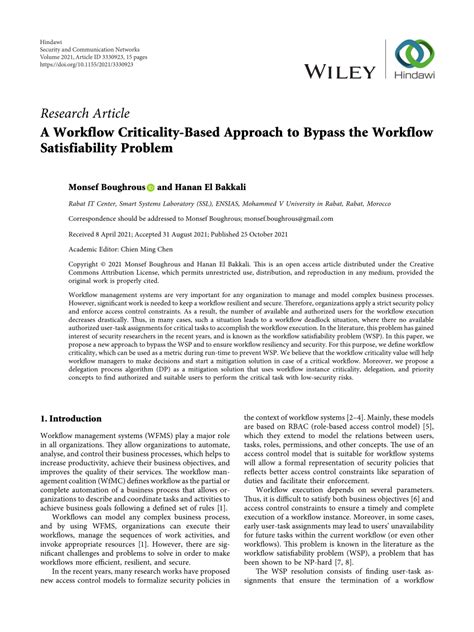 Pdf A Workflow Criticality Based Approach To Bypass The Workflow