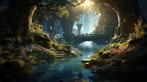 Premium Ai Image Fantasy Realm Of Nature Digital Art Illustration
