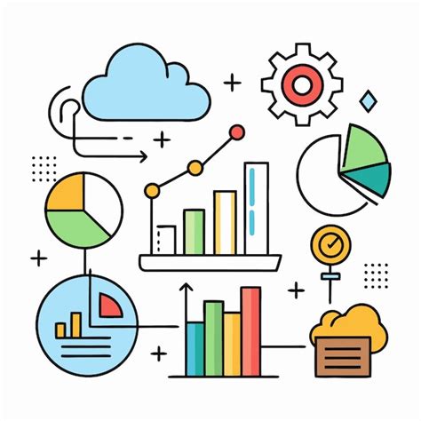 Colorful Line Art Illustration With Multiple Charts And Graphs Premium Ai Generated Vector