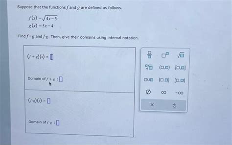 suppose that the functions f and g are defined as
