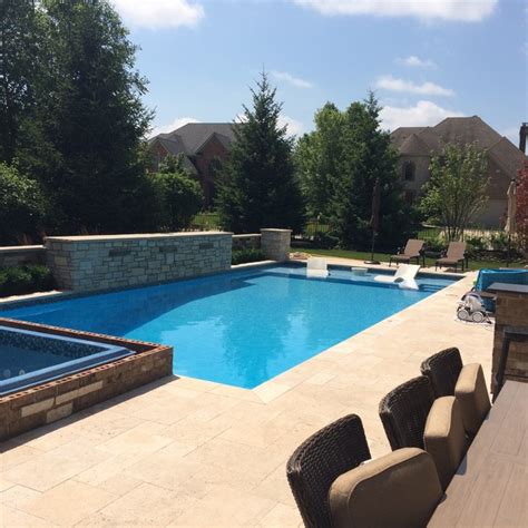 Naperville Pool Travertine Deck And Landscape Traditional Pool