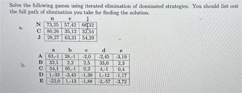 solved solve the following games using iterated elimination