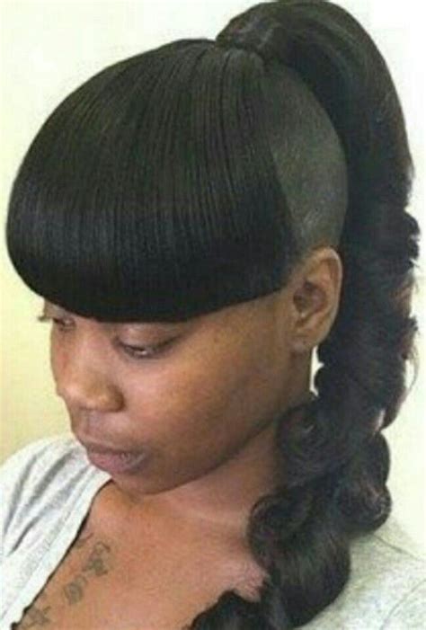Pin By William Spells On Ponytail With Bangs Ponytail Hair Bangs
