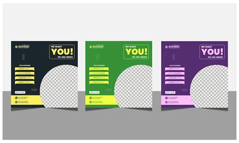 회사용 직업 채용 디자인 스어 소셜 미디어 포스트 레이아웃 우리는 Ba를 고용하고 있습니다 프리미엄 벡터