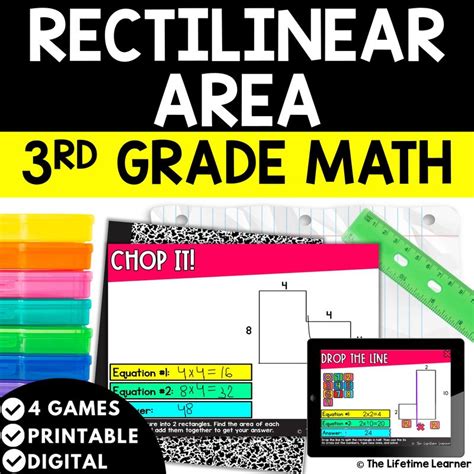 Rectilinear Area 3rd Grade Math Task Cards