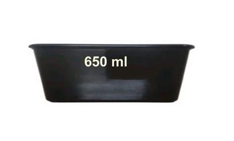Plastic Black 650 Ml Food Packaging Container Disposable Rectangular