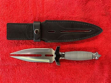 Gil Hibben Double Shadow Knife With Leather Belt Sheath Hobbies Toys