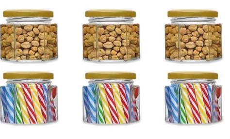 Croco Jar Hexagon Glass Jar And Container100 Ml For Dry Fruits