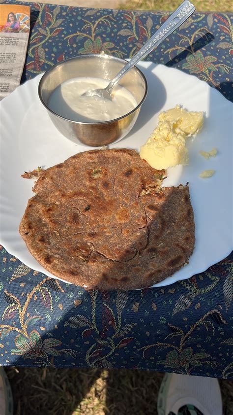 Raagi Mooli Parantha With Home Made White Butter And Curd Bliss 😎