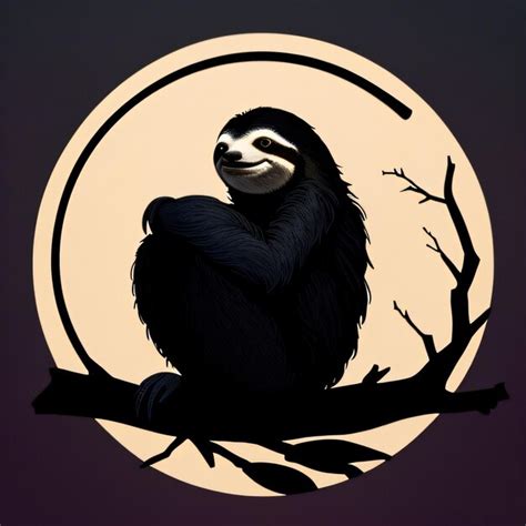 Premium AI Image A Sloth Sitting On A Branch With The Moon Behind It