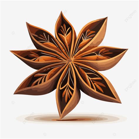 스타 아니스 스티커 클립 아트 황금 양파 꽃 또는 정향 꽃 만화의 3d 벡터 이미지 상표 클립 아트 Png 일러스트 및