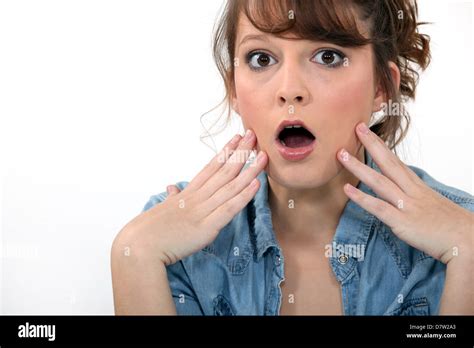 Girl Gaping In Surprise Stock Photo Alamy