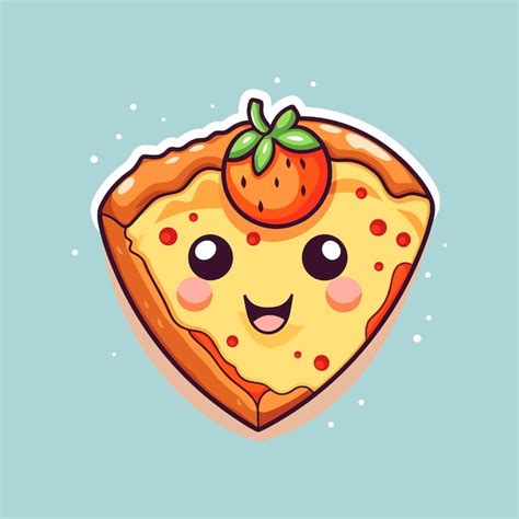 귀여운 슬라이스 피자 만화 벡터 아이콘 그림 프리미엄 벡터