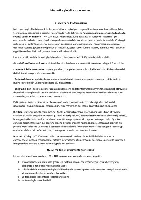 Modulo Uno Riassunto Appunti Di Informatica Giuridica Docsity