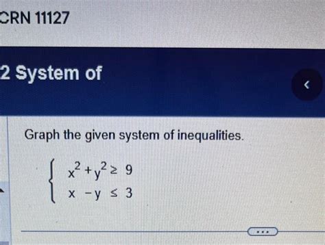 Solved Graph The Given System Of Inequalities X2y2≥9x−y≤3