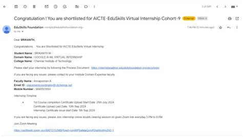 srikanth m on linkedin internship aicte eduskills cohort9