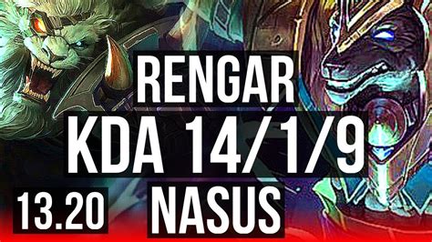 RENGAR Vs NASUS TOP 14 1 9 66 Winrate Legendary Comeback KR