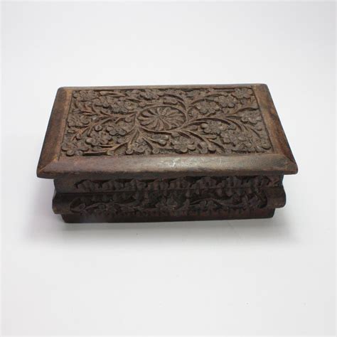 Hand Carved Wooden Jewelry Box Property Room